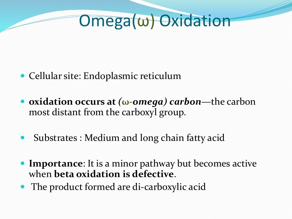 Fatty acid oxidation ( Beta , Alpha omega and peroxisomal)