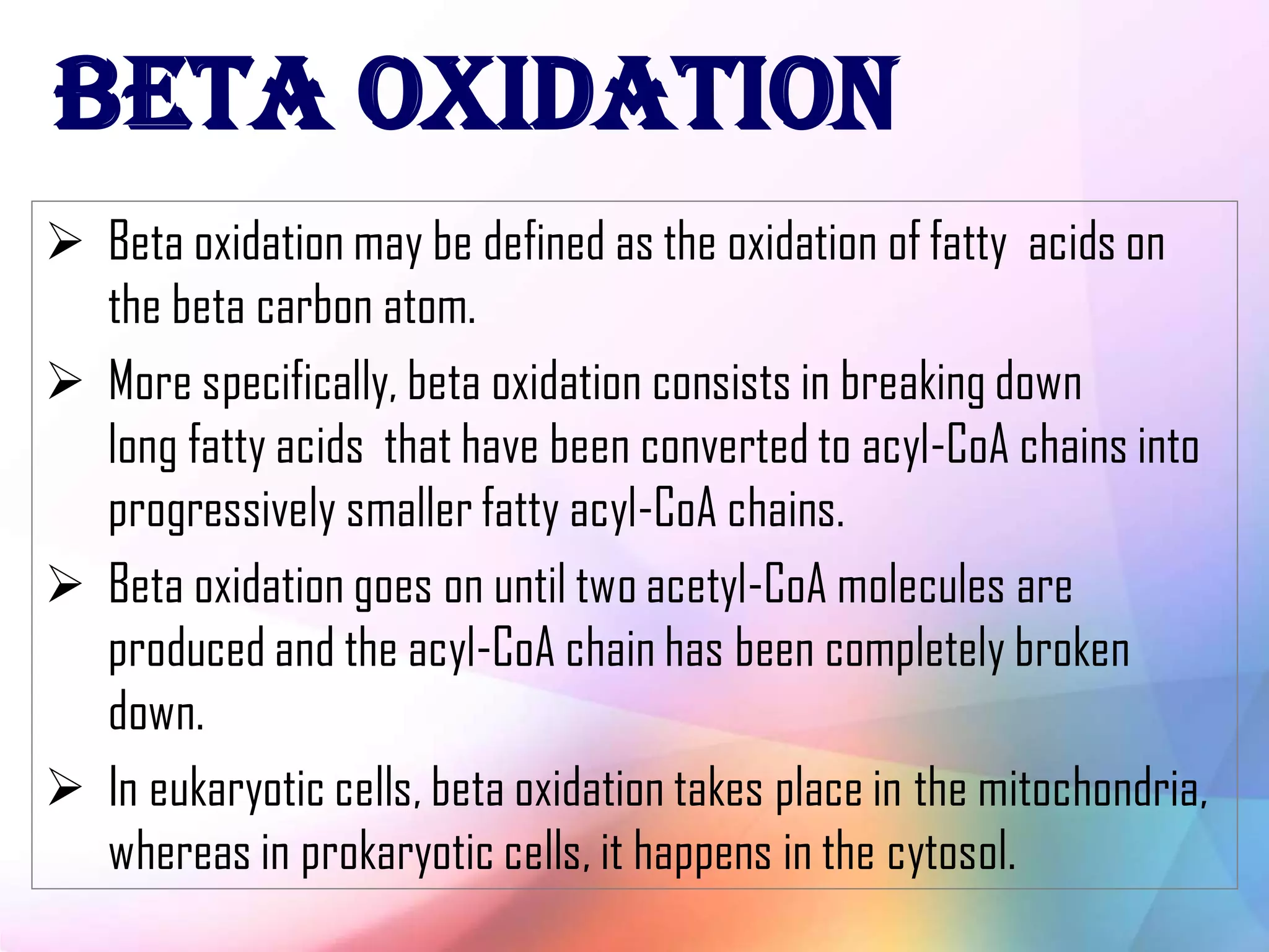 Beta oxidation of fatty acids | PDF
