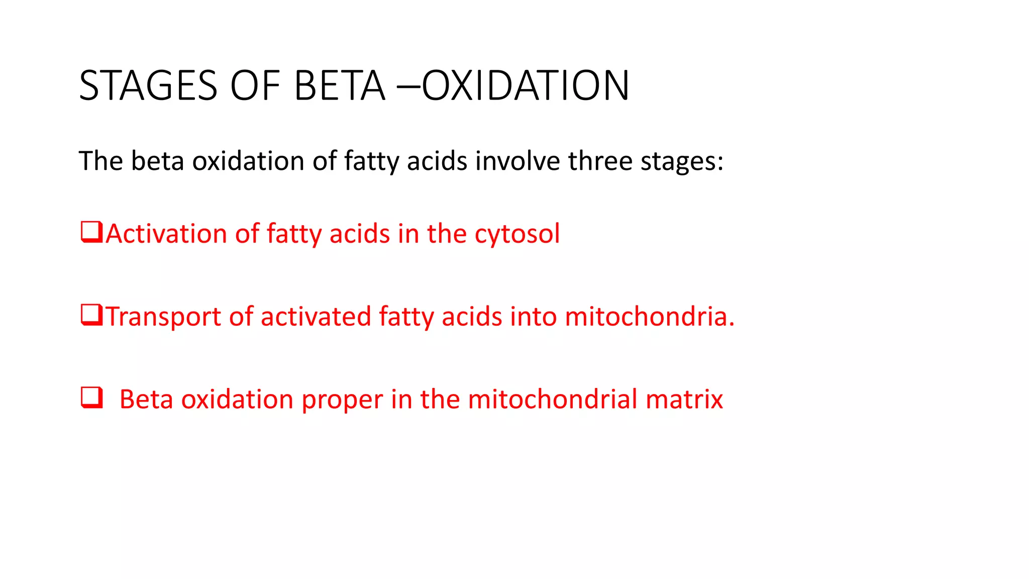 Beta oxidation of fatty acids | PPTX
