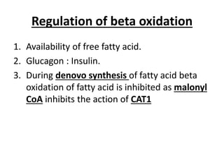 Beta oxidation of fatty acids | PPTX