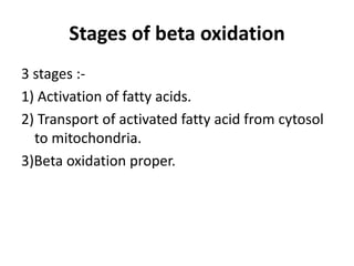 Beta oxidation of fatty acids | PPT