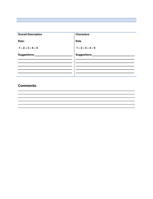 Beta reader worksheet | DOCX