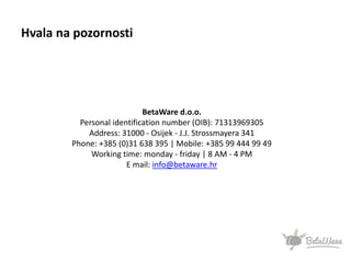 BetaWare d.o.o. ukratko | PPT