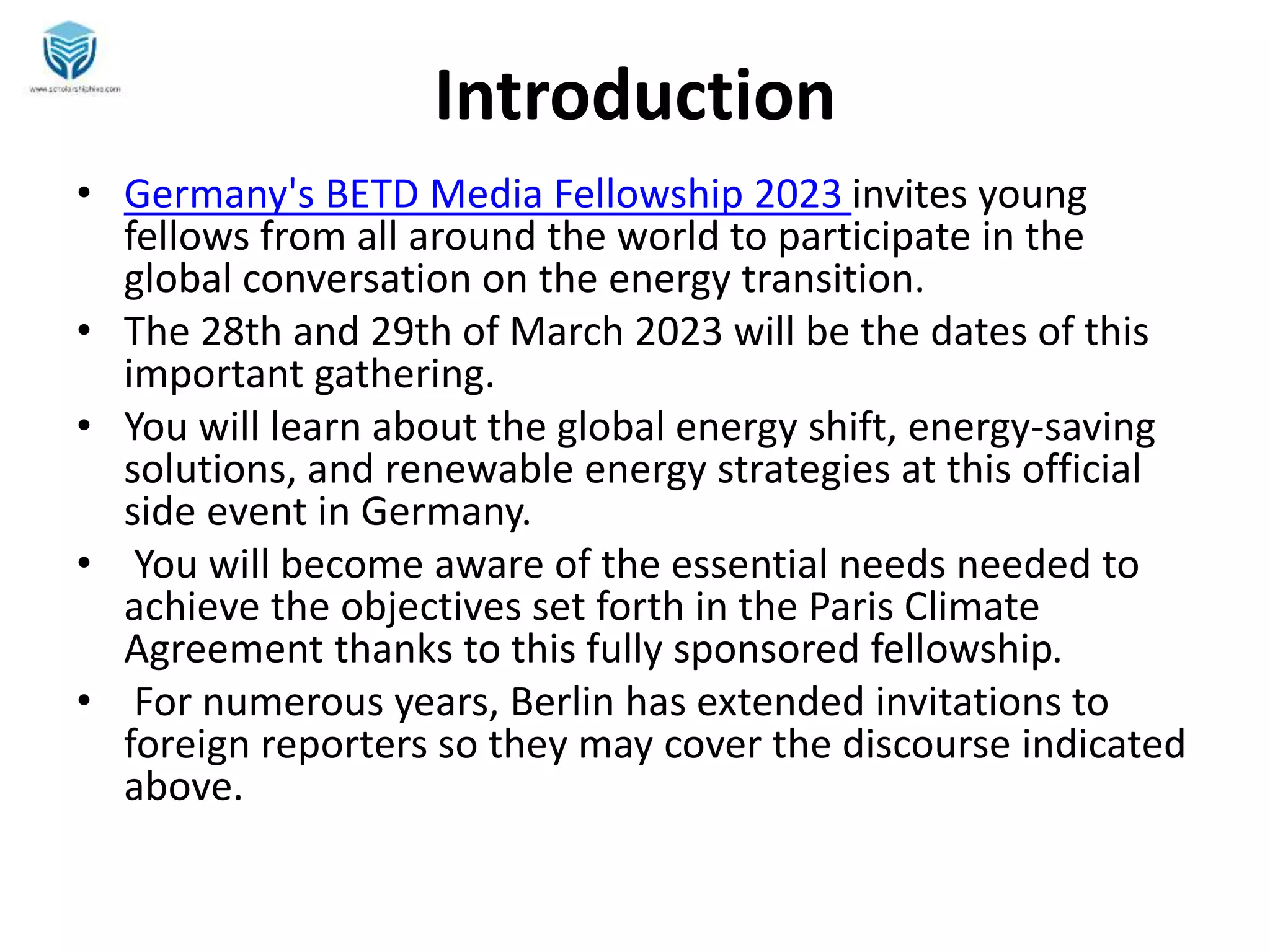 BETD Media Fellowship 2023 in Germany.pptx