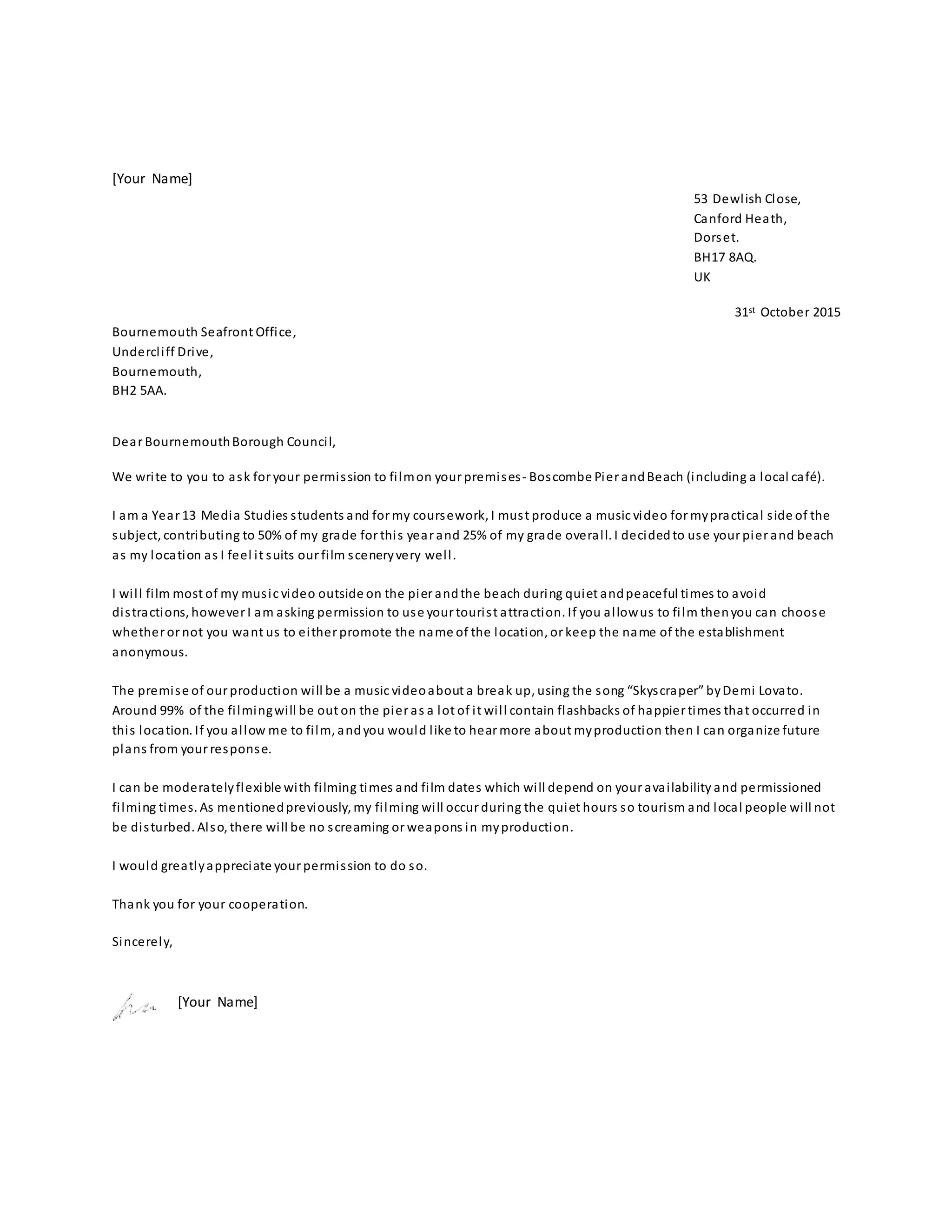 Bournemouth Borough Council Permission Letter | PDF
