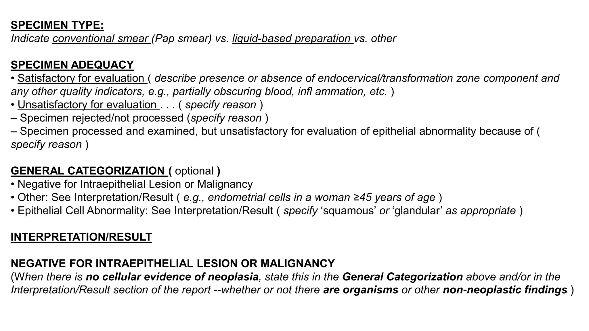 BETHESDA CERVICAL CYTOLOGY PRESENTATION DOCUMENT | PDF