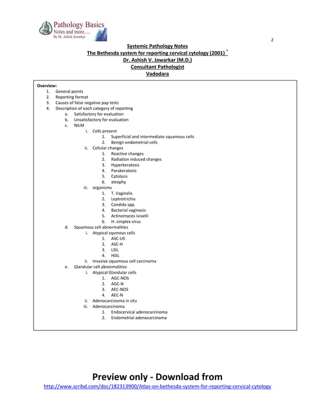 Atlas on bethesda system for reporting cervical cytology | PDF
