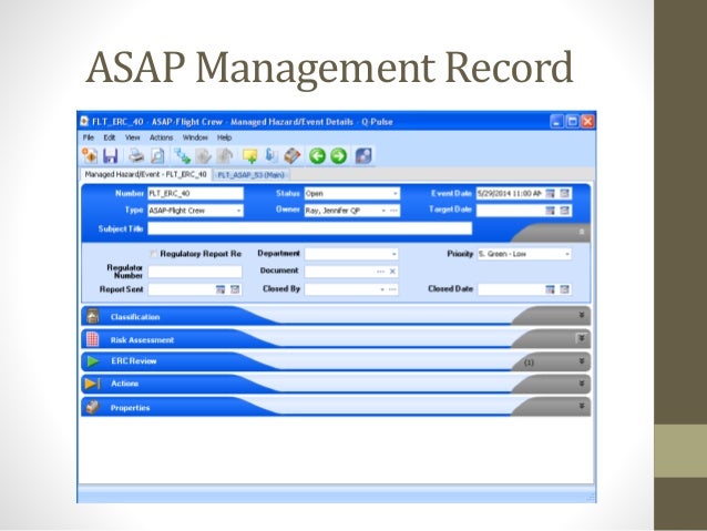 Using Q-Pulse for ASAP