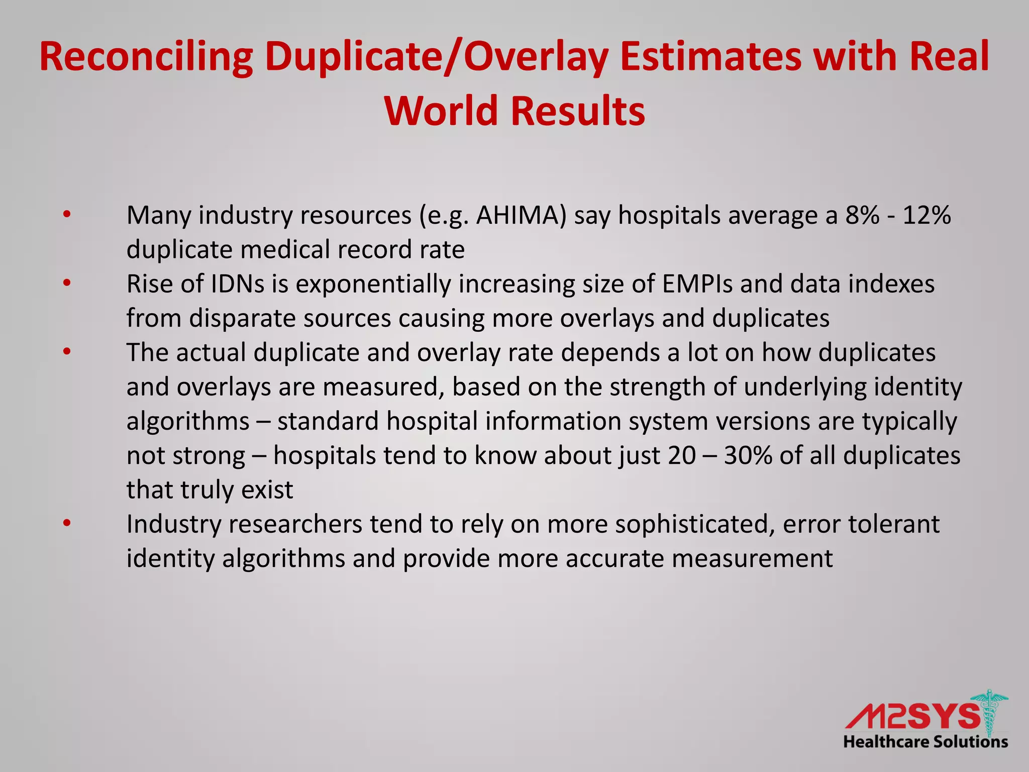 The Impact of Duplicate Medical Records and Overlays in Healthcare | PDF