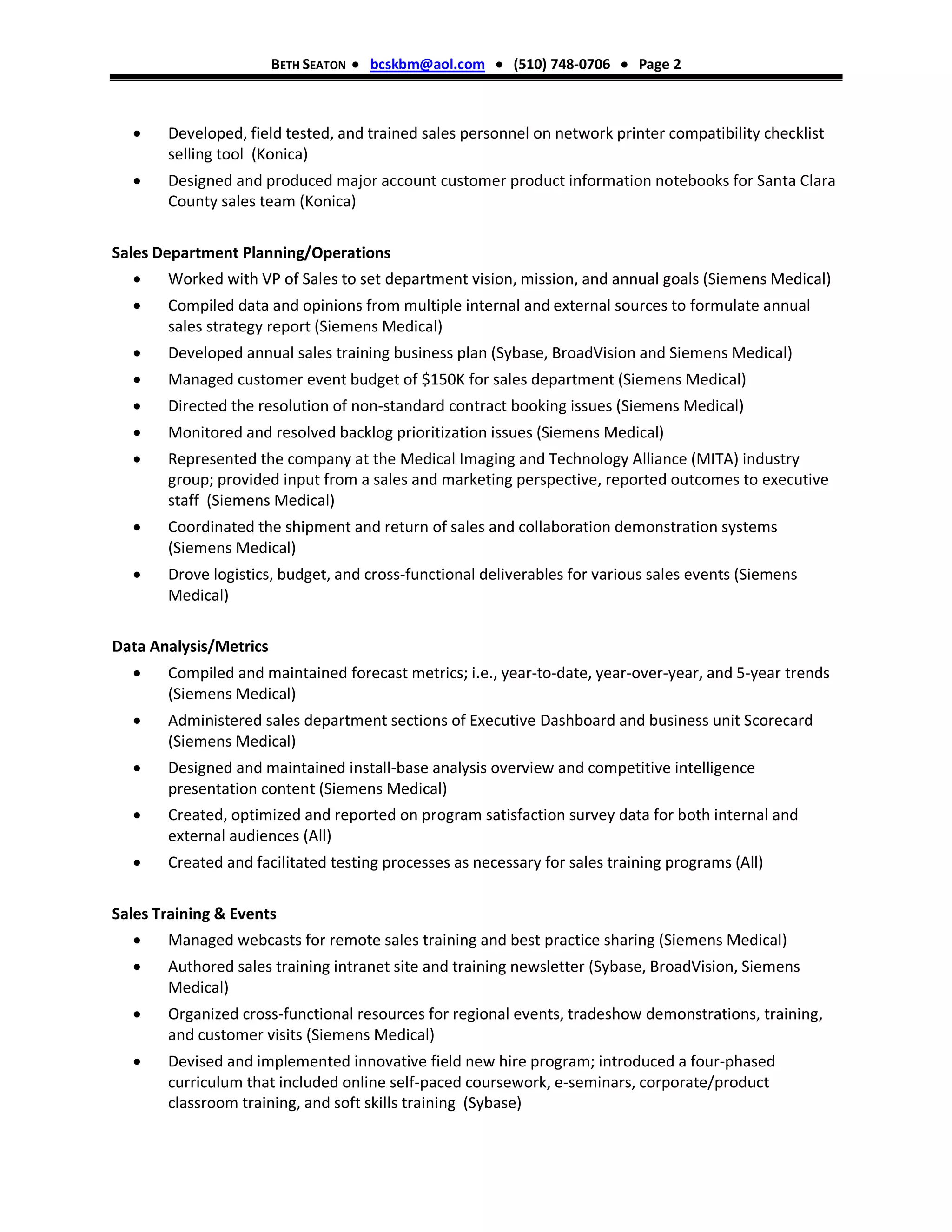 Beth Seaton Functional Resume Mar2010 | PDF