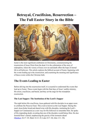 Betrayal, Crucifixion, Resurrection – The Full Easter Story in the ...