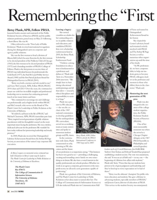 In Memoriam: Betsy Plank, APR, Fellow PRSA | PDF | Graduation ...