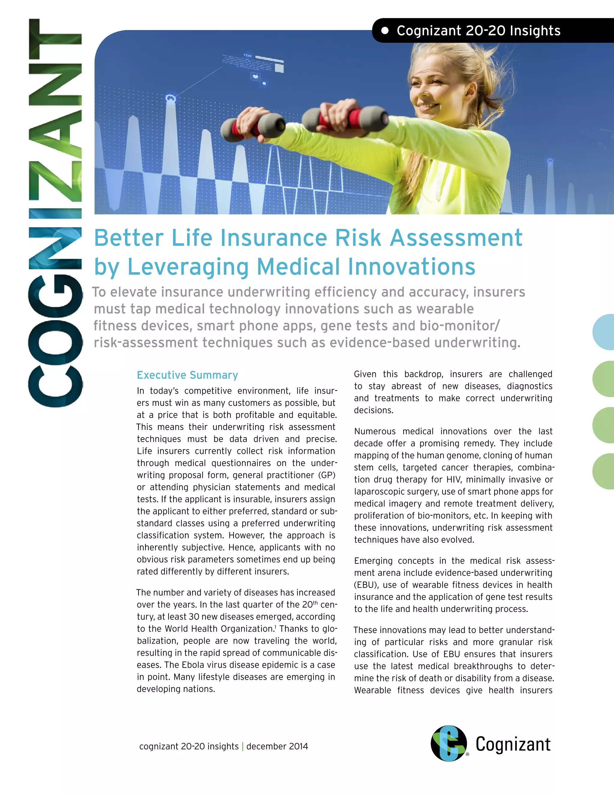 Better Life Insurance Risk Assessment by Leveraging Medical Innovations ...