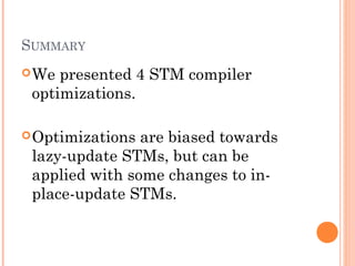 Lowering STM Overhead with Static Analysis | PPT