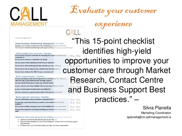Better customer relationship management Checklist Better customer relationship management Checklist