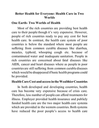 Better health for everyone health care in two worlds | DOCX