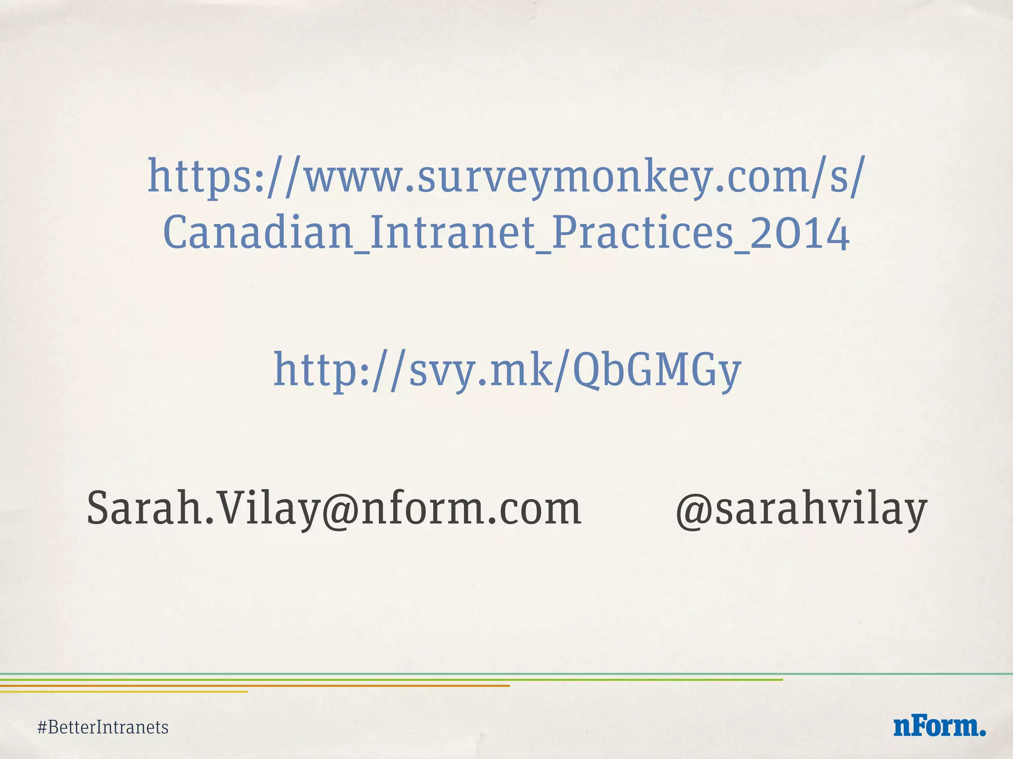Better Intranets | Canadian Intranet Practices 2014 | PPT