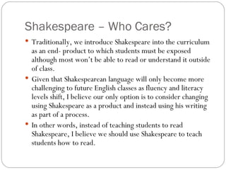 Better Reading Through Shakespeare | PPT