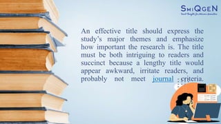 BETTER RESEARCH PAPER TITLES: HOW TO WRITE? | PPTX