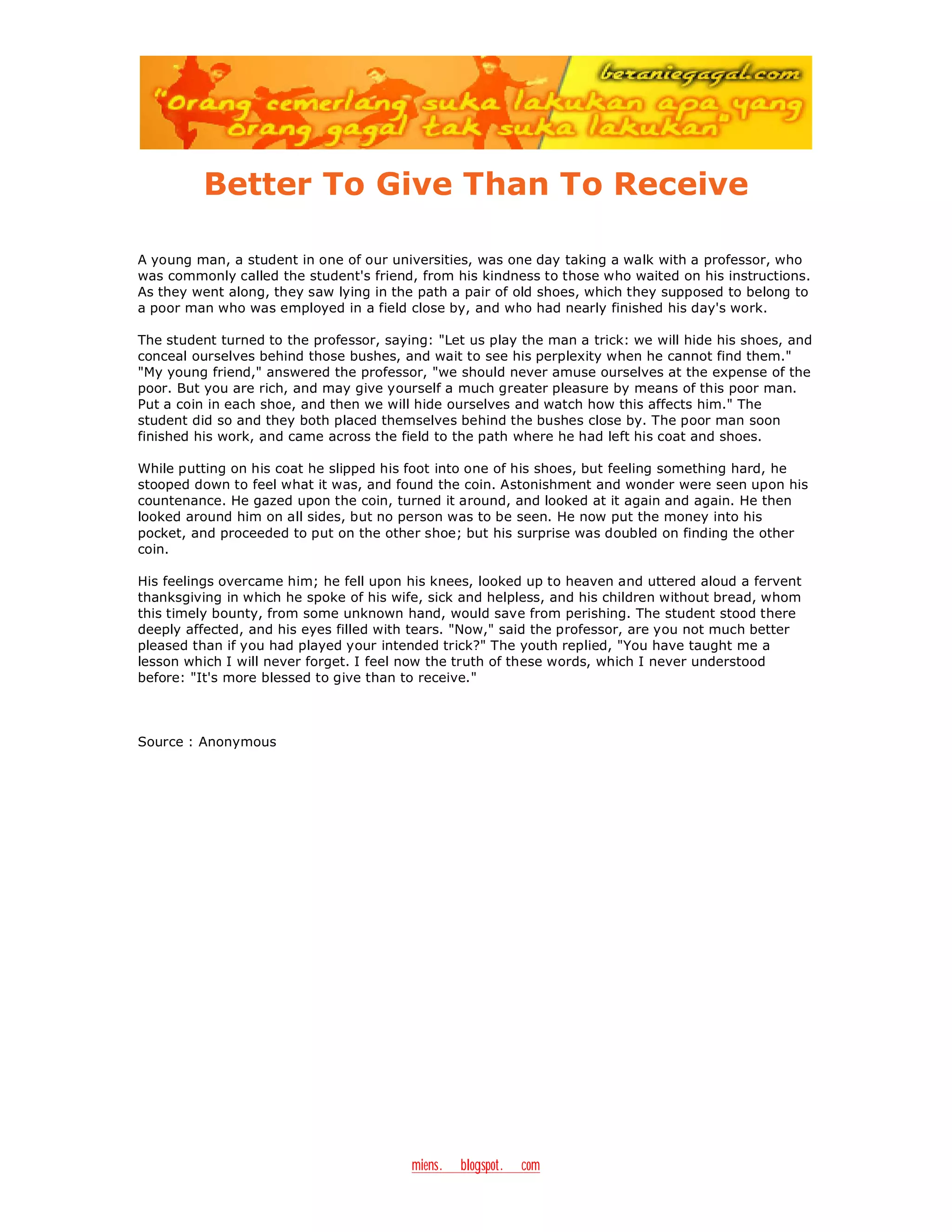 Better to give than to receive | PDF
