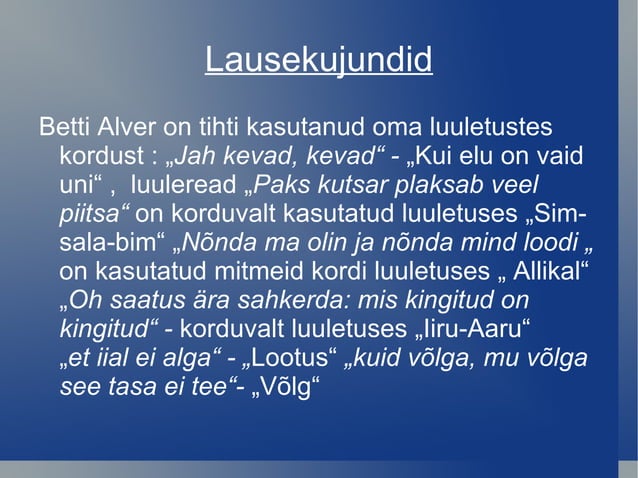 Betti Alver esitlus | PPT