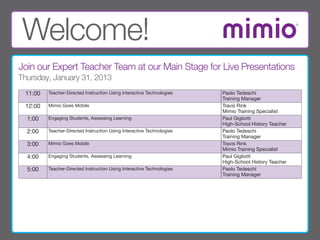 BETT 2013 Mimio Presentation Schedule | PDF | Technology & Computing