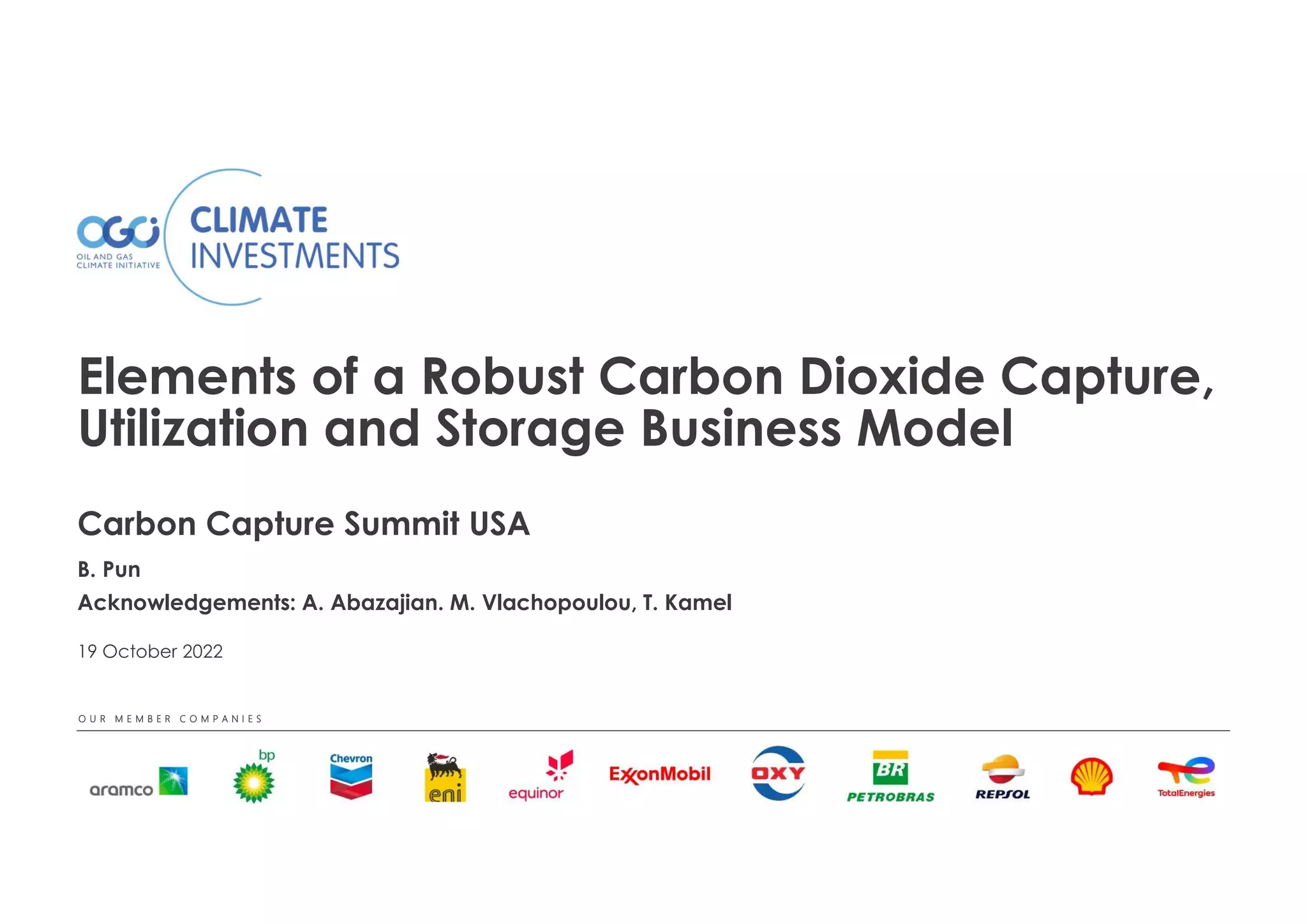 ELEMENTS OF A ROBUST CARBON CAPTURE, UTILIZATION, AND STORAGE BUSINESS ...