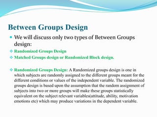 Between groups design | PPTX