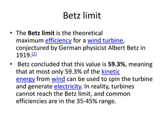 Betz speed limit and tip speed ratio | PPTX