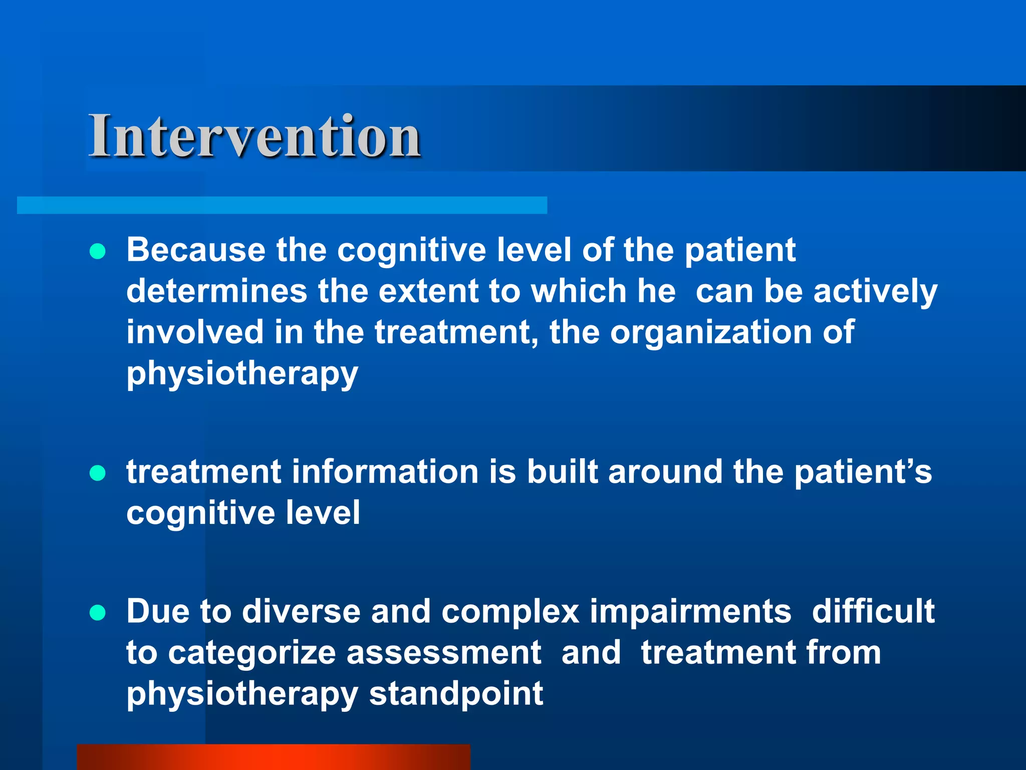 Physiotherapy Management in Head Injury Based on RLA Scale | PPT