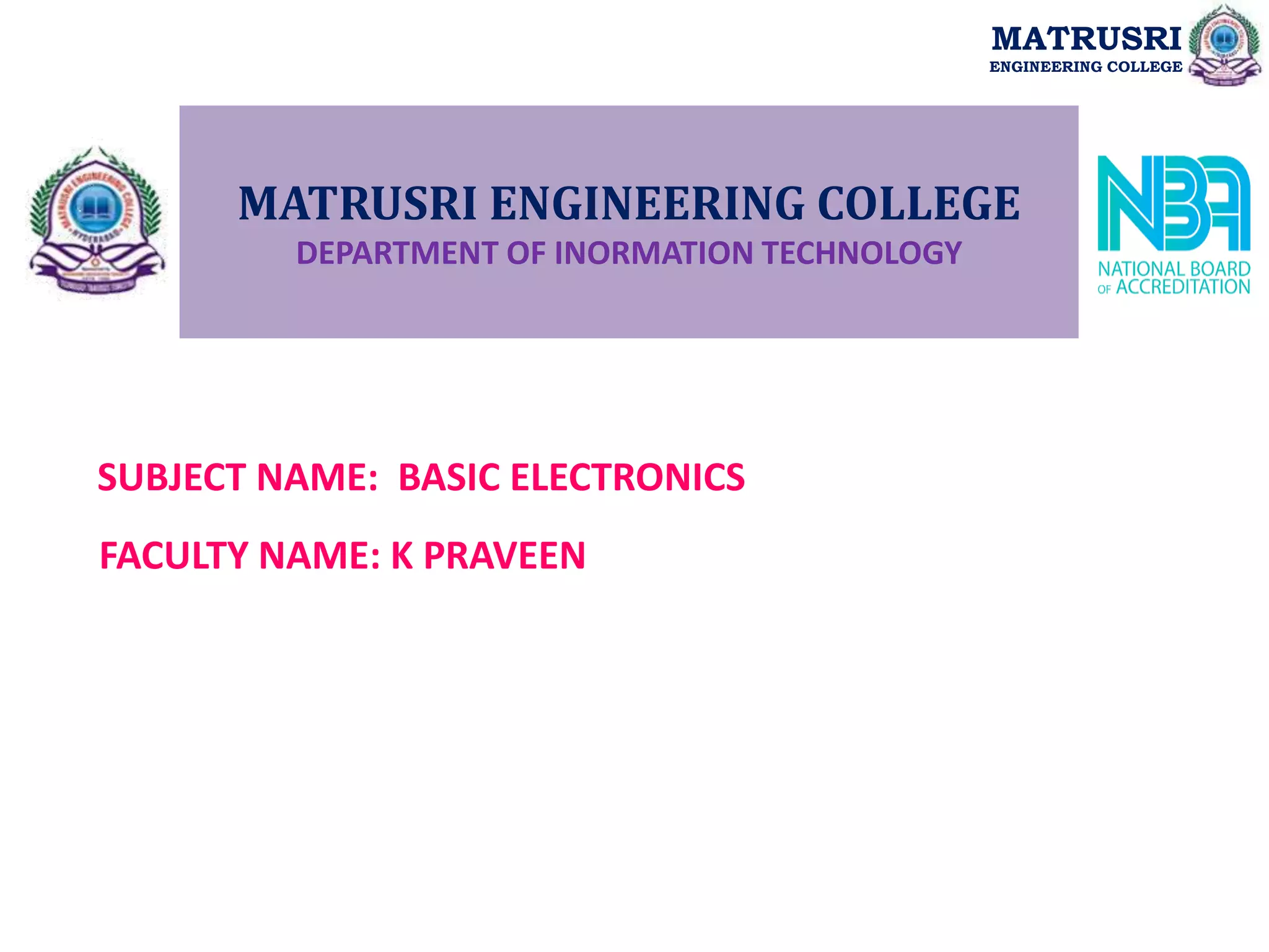 Basic Electronics UNIt1 PPT | PPT
