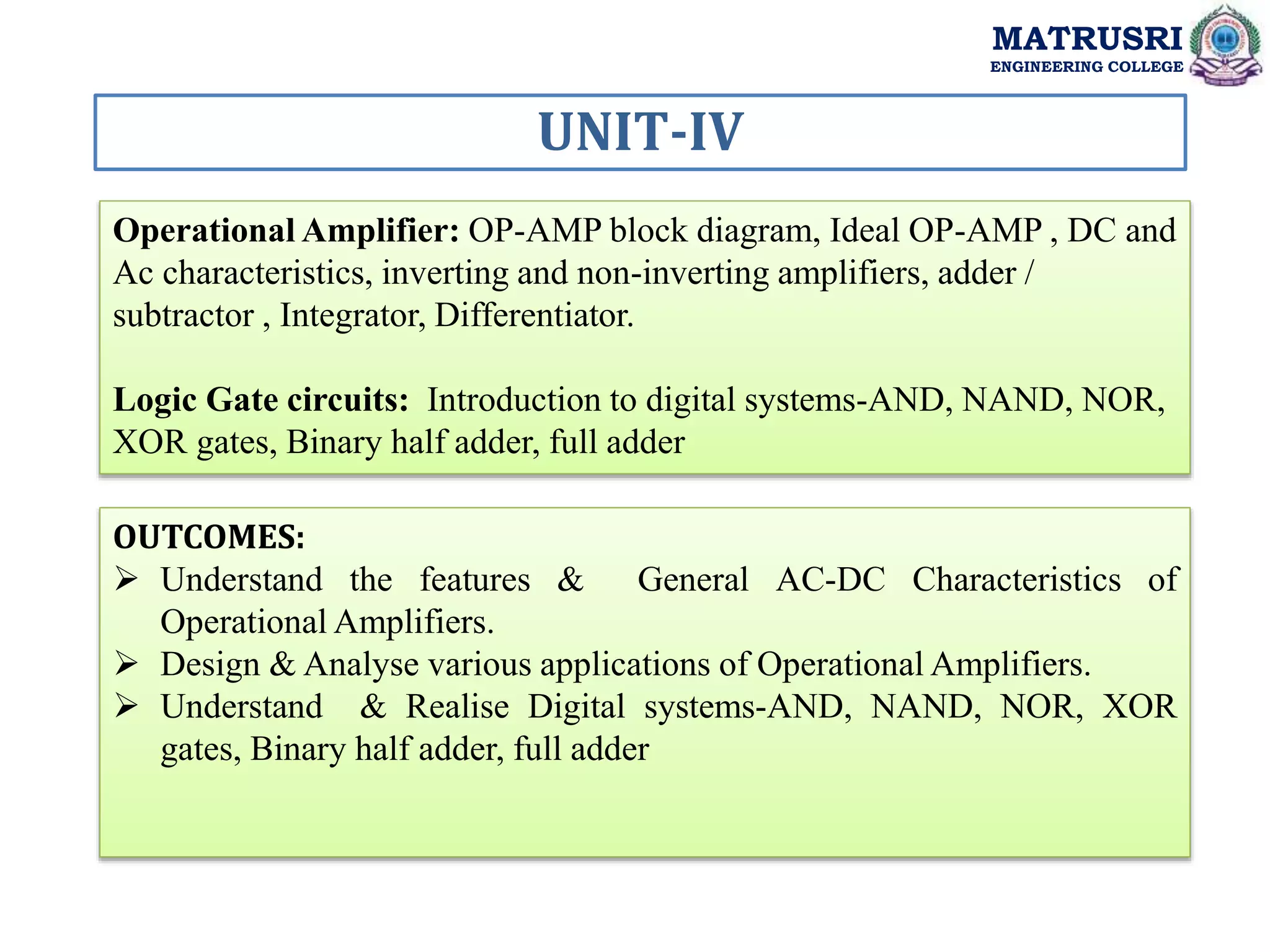 Basic Electronic UNIT-IV PPT | PPT