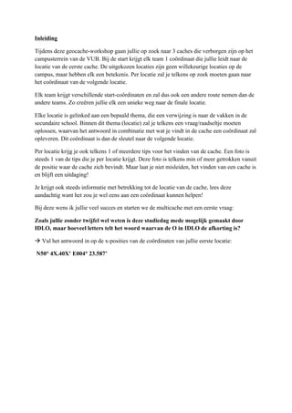 Beu om steeds les te geven binnen 4 muren ontdek geocache | PDF