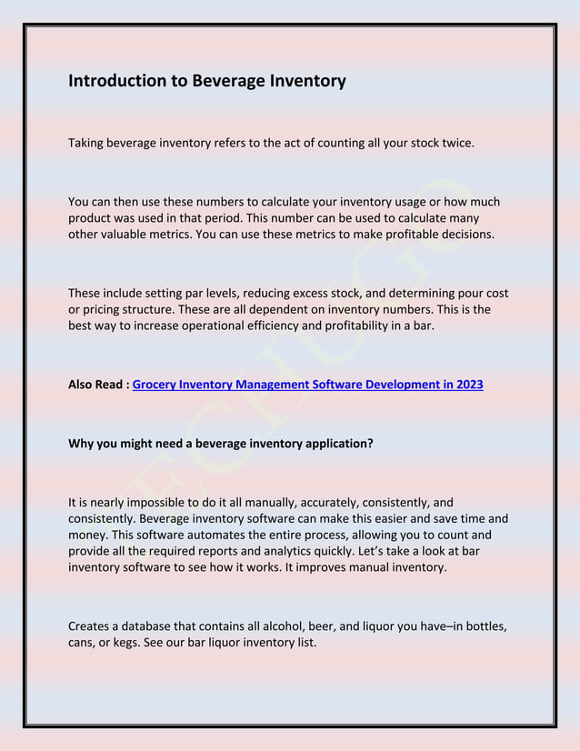 Beverage Inventory Management App.docx.pdf | Logistics | Business