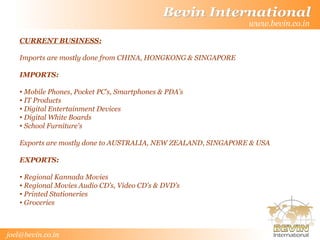 BEVIN INTERNATIONAL | PPT