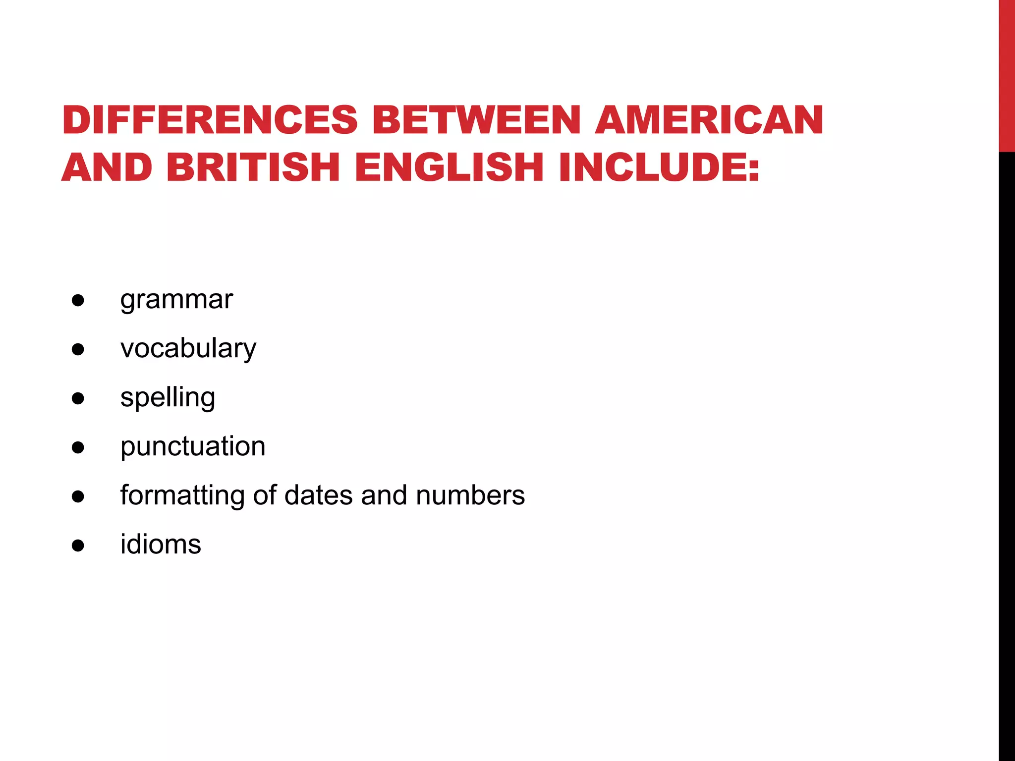 British English vs American English | PPTX