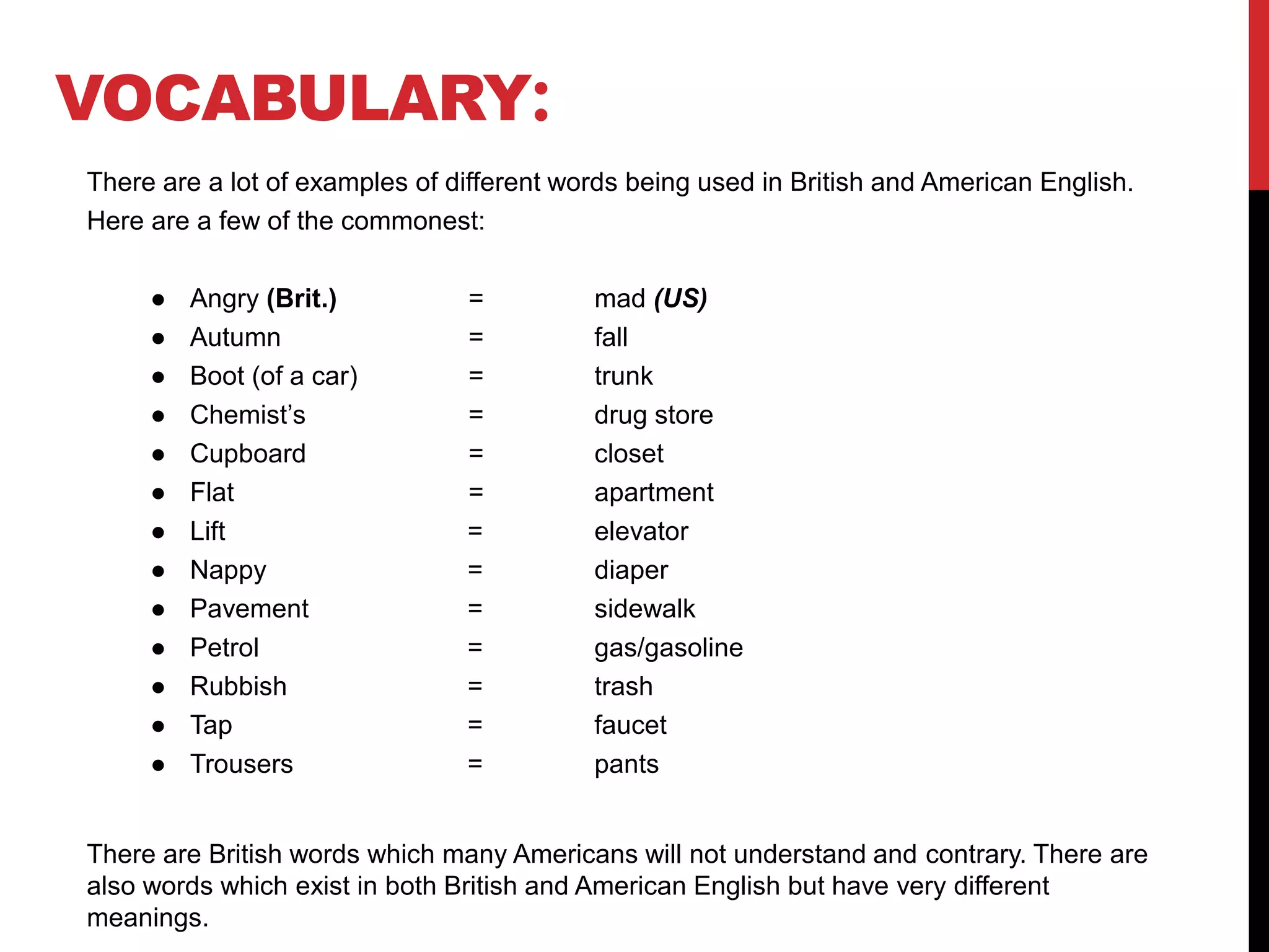 British English vs American English | PPTX