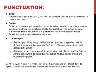British English vs American English | PPTX
