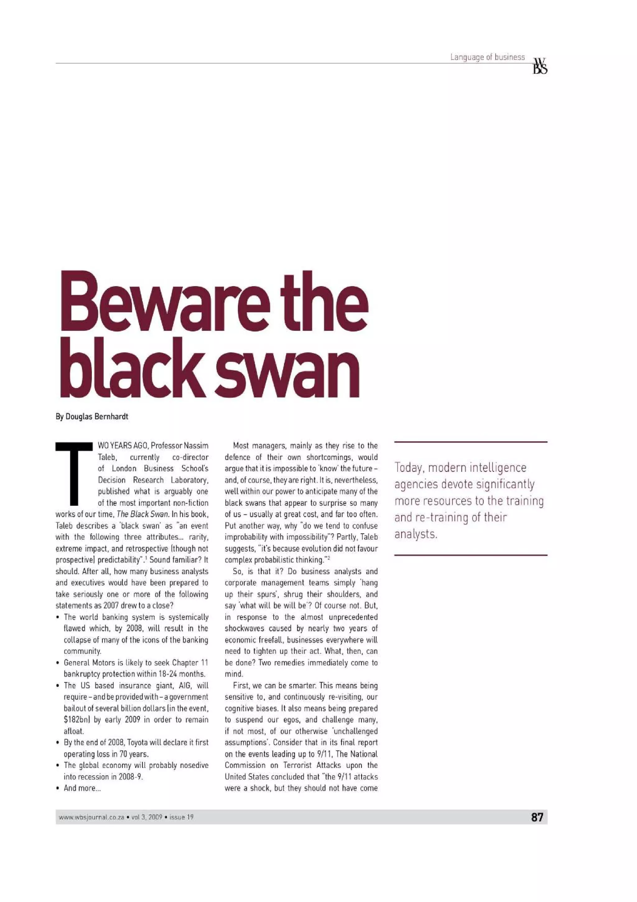 Beware the Black Swan | PDF