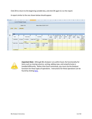 BEx 7. Analyzer Work Instructions | PDF
