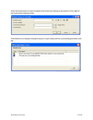 BEx 7. Analyzer Work Instructions | PDF