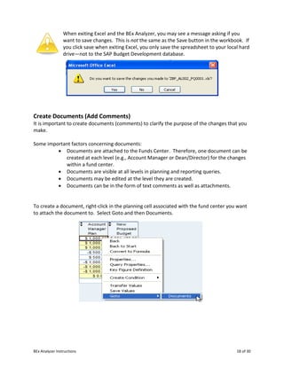 BEx 7. Analyzer Work Instructions | PDF