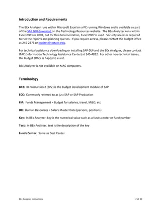 BEx 7. Analyzer Work Instructions | PDF