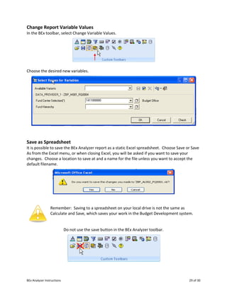 BEx 7. Analyzer Work Instructions | PDF