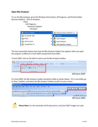 BEx 7. Analyzer Work Instructions | PDF