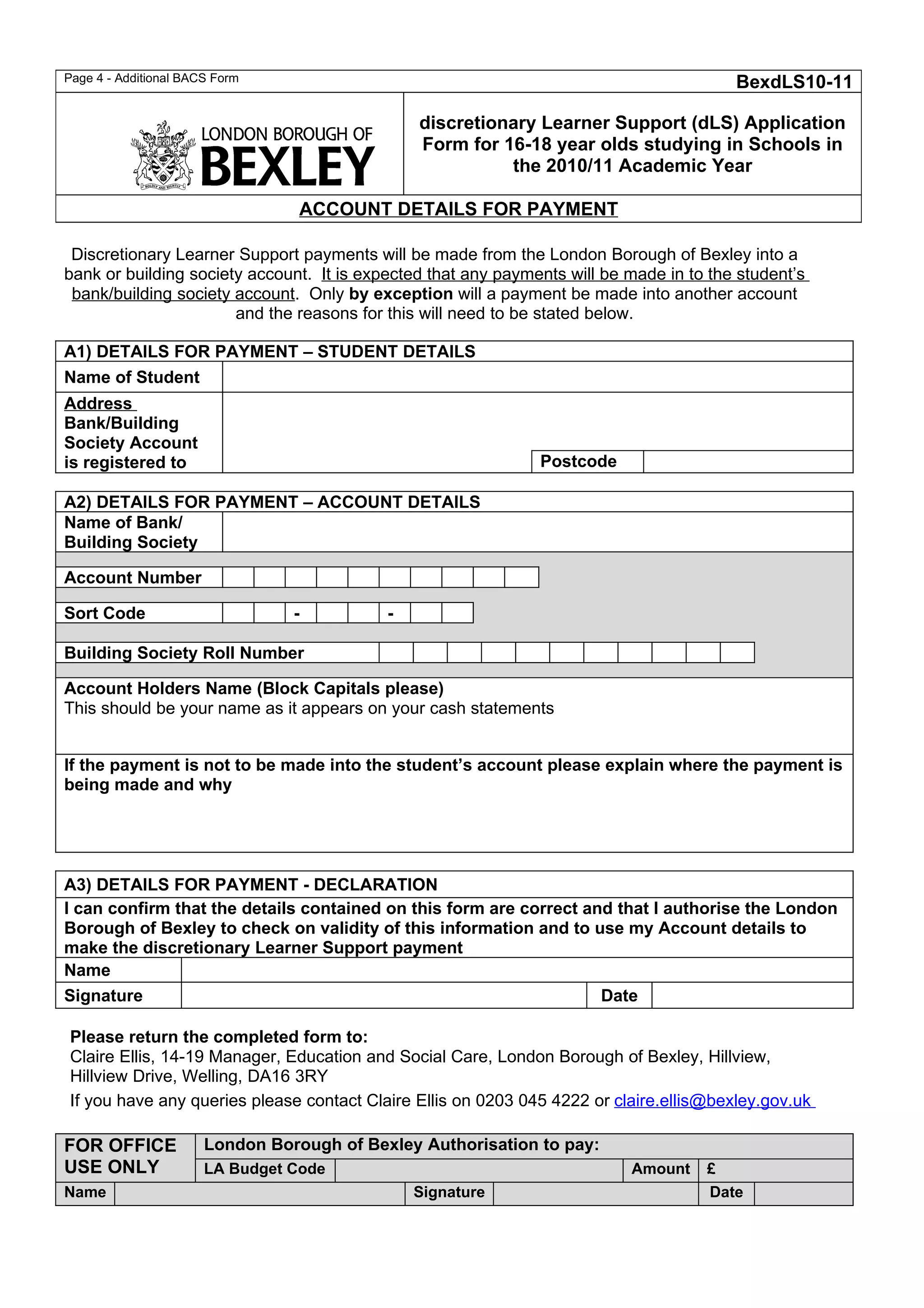 Bexley hardship fund application form | DOC