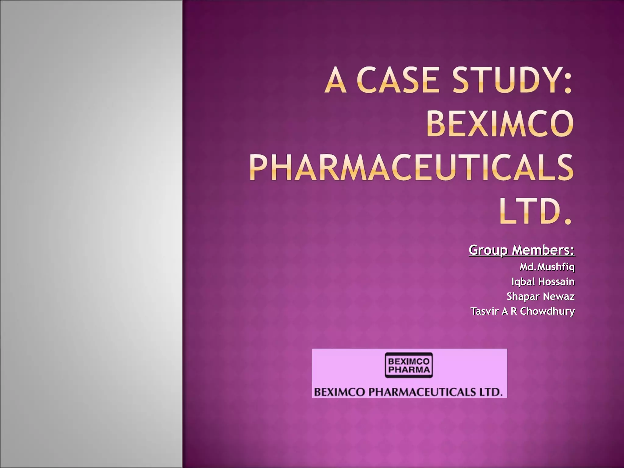 Beximco Pharmaceuticals Presentation - In Bangladesh | PPT