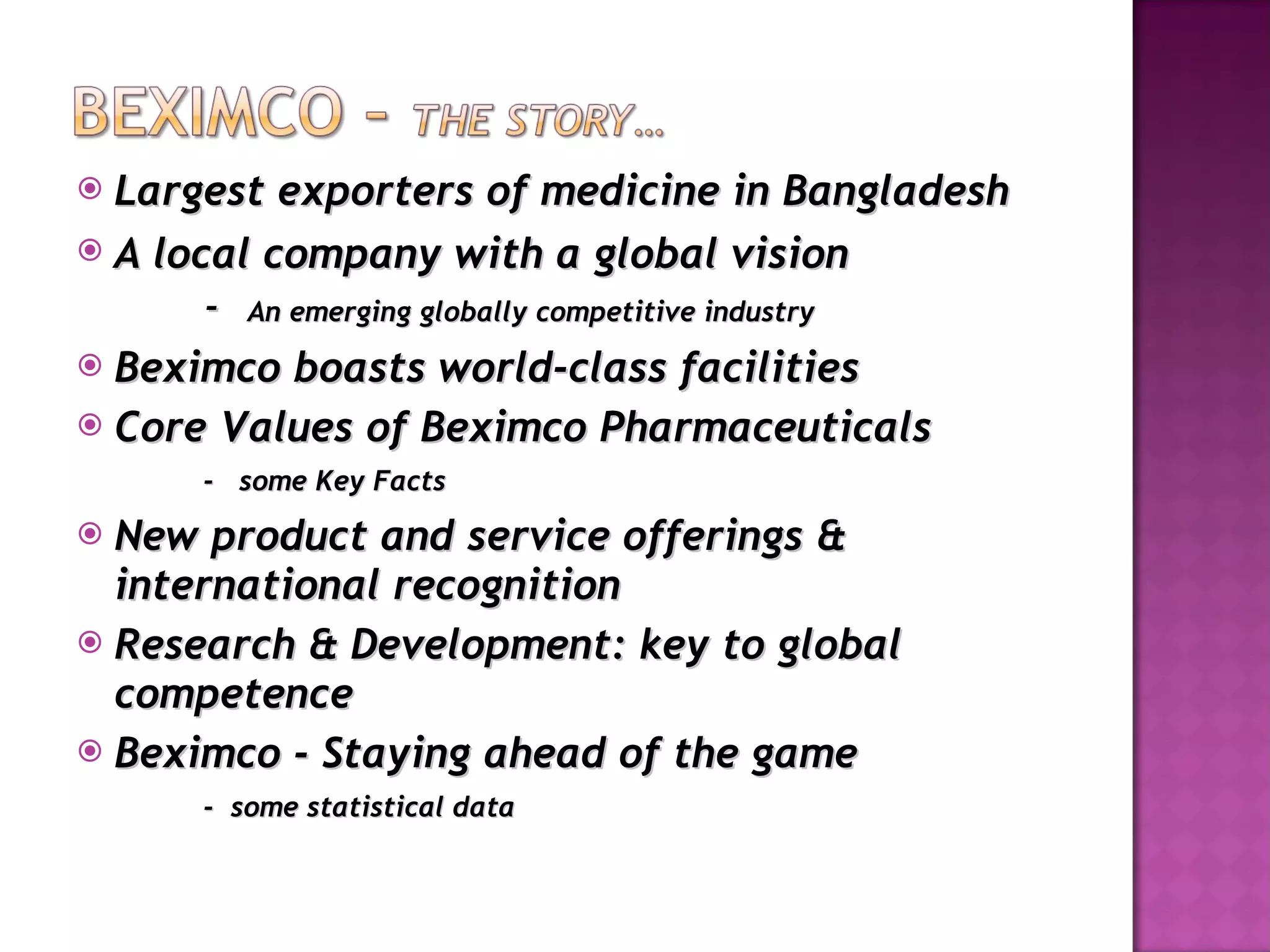 Beximco Pharmaceuticals Presentation - In Bangladesh | PPT