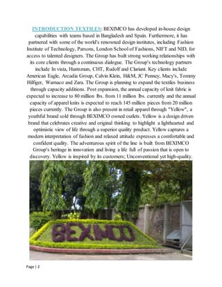 Presentation on Beximco Textile industry, Gazipur, Dhaka | DOCX