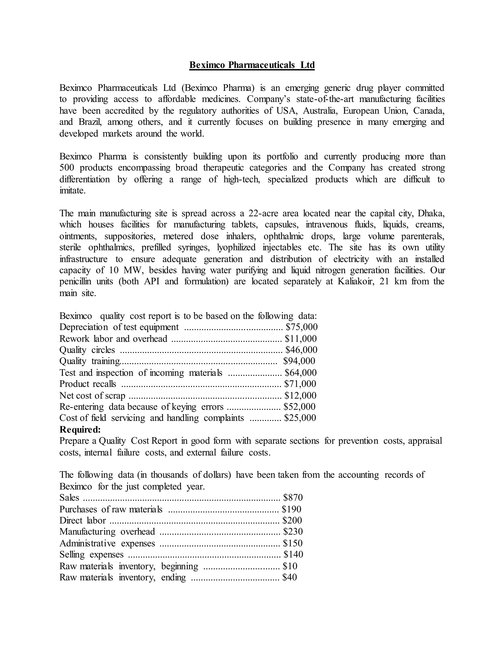 Beximco pharmaceuticals ltd | DOCX